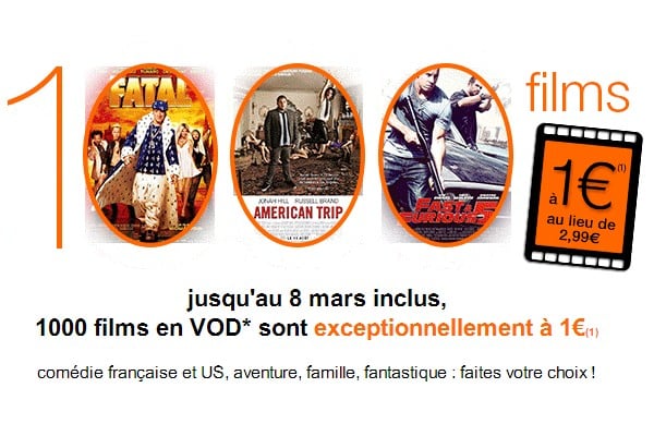 VOD : 1000 films à 1€ jusqu'au 8 mars - alloforfait.fr