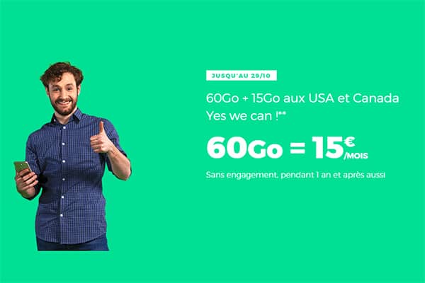 RED by SFR : 60 Go + 15 Go aux USA/Canada pour 15€ par mois ...