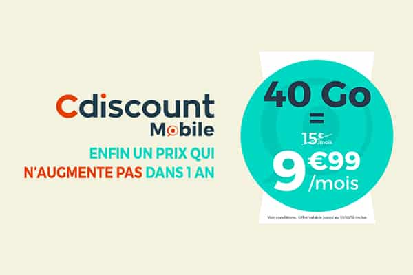 Cdiscount Mobile : forfait 40 Go pour 9,99€ par mois à vie - alloforfait.fr